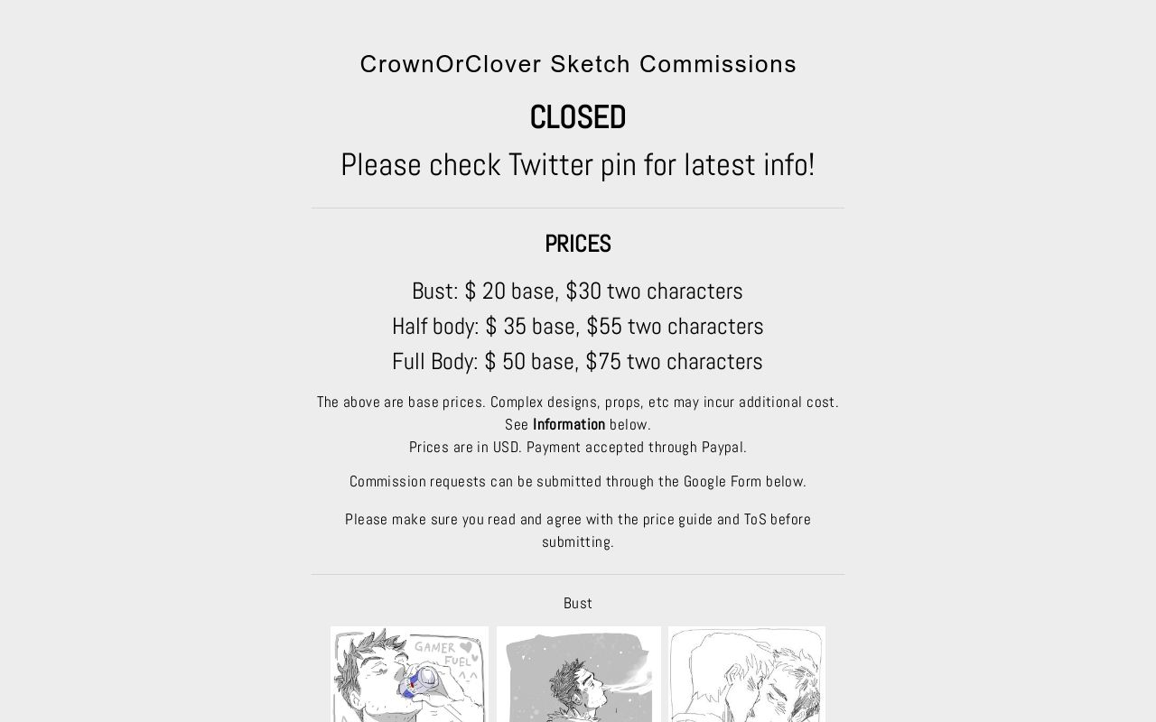 CrownOrClover Sketch Commissions